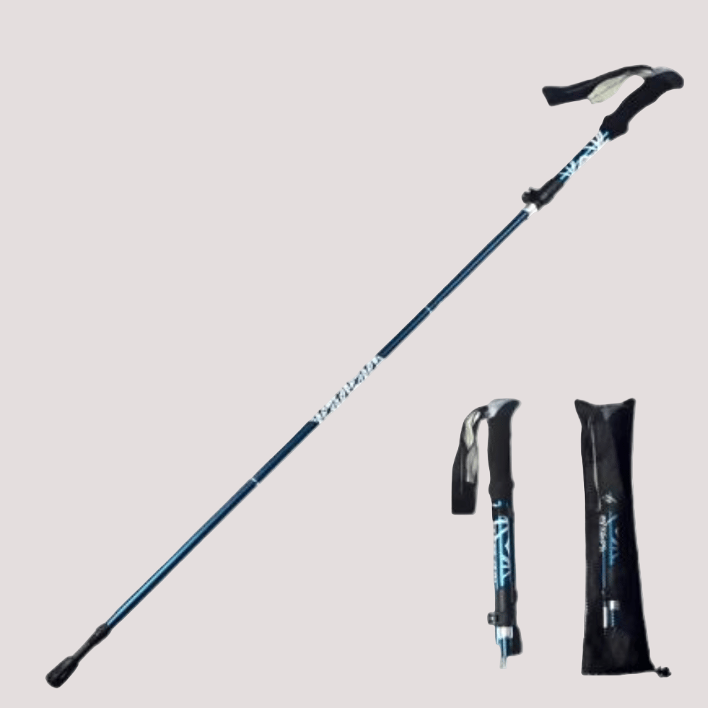 5 Section Outdoor Fold Trekking Pole blue - Outfish
